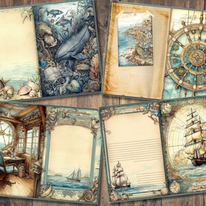 Nautical Junk Journal Kit, Digital Scrapbook Pages, Printable Collage ...