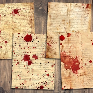 Bloody Letters Digital Papers, Vintage Scrapbook Kit, Handwriting ...
