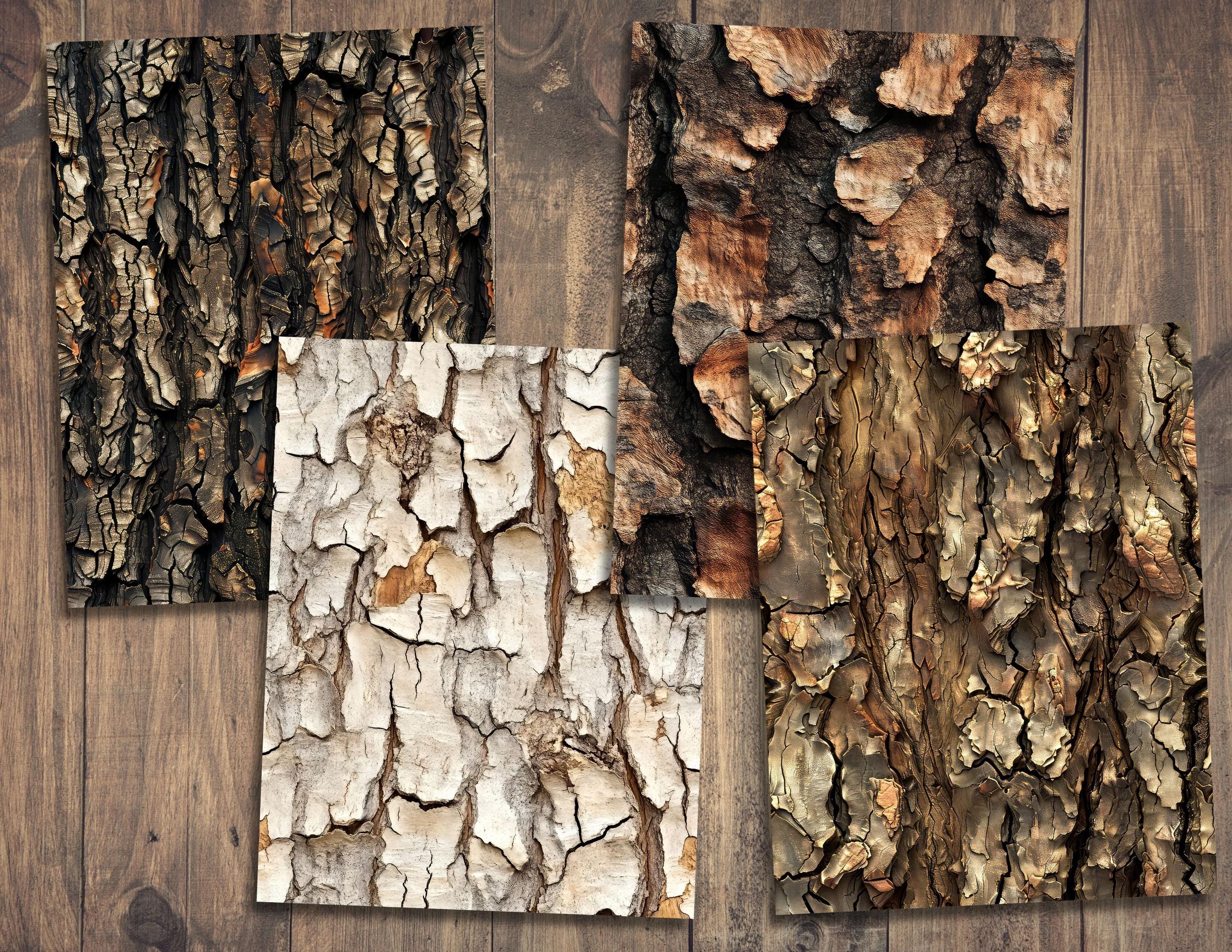 Tree Bark Textures Digital Papers, Scrapbook Kit, Rustic Wooden ...