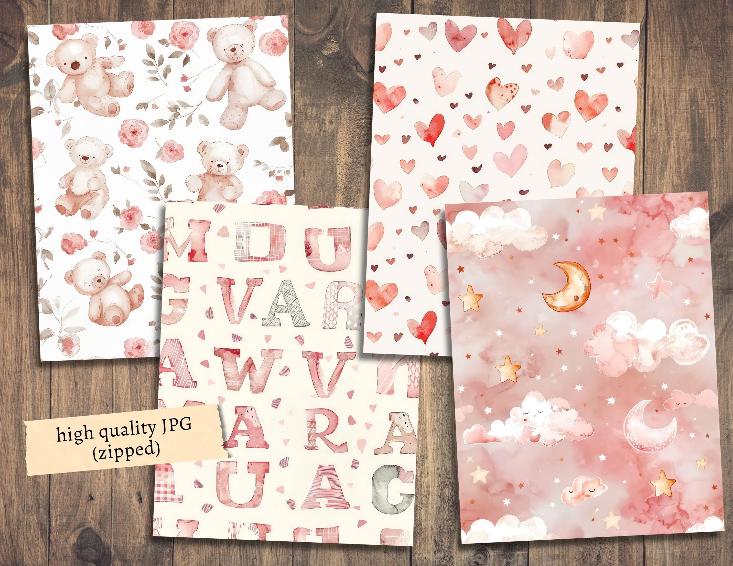 Baby Girl Digital Papers, Pastel Pink Scrapbook Kit, Boho Nursery ...