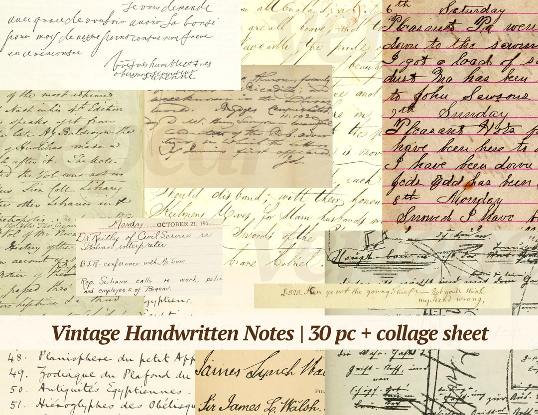 Old Handwritten Notes | Printable Ephemera | Vintage Letters | Antique ...
