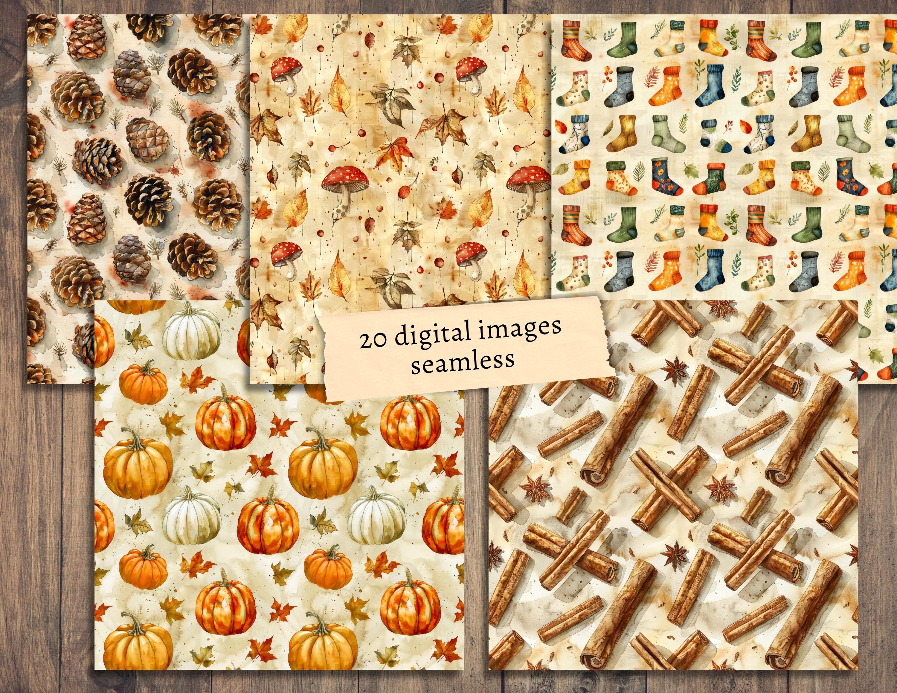 Autumn Digital Papers, Scrapbook Backgrounds, Fall Pumpkin Printable ...