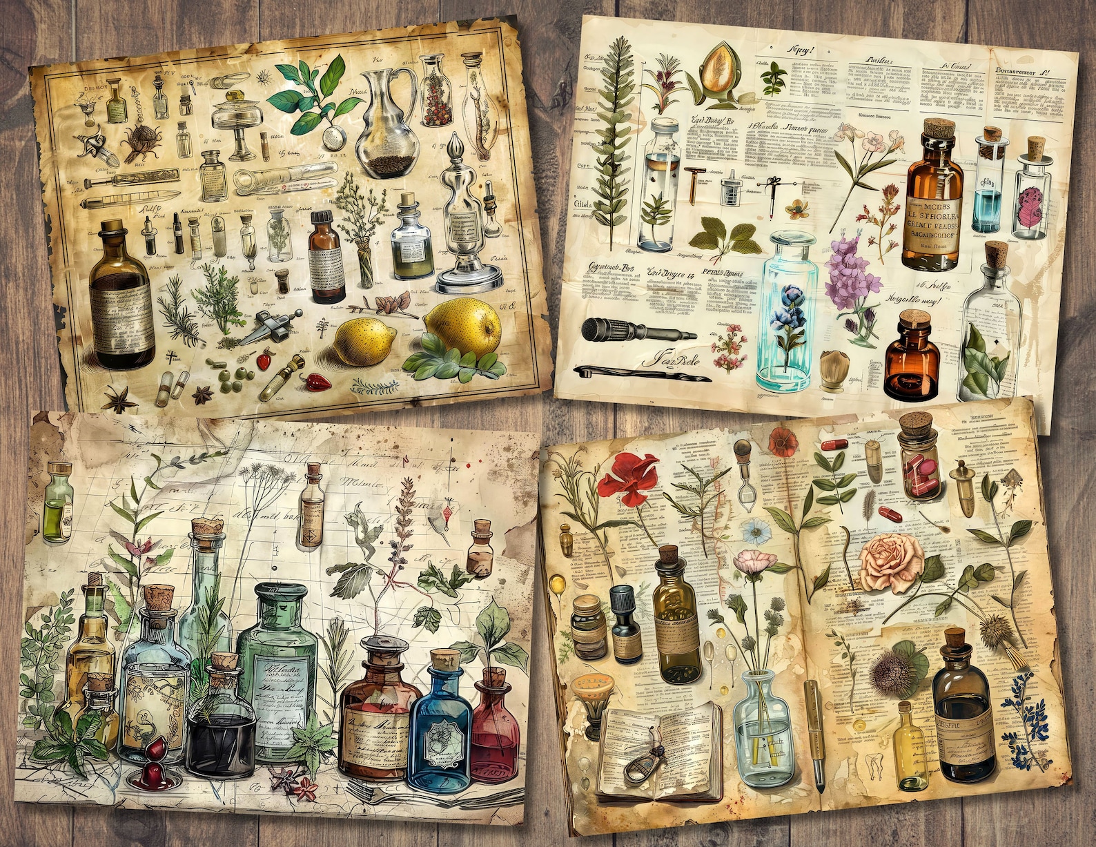 Apothecary Backgrounds, Mystic Potion Junk Journal Pages, Digital ...