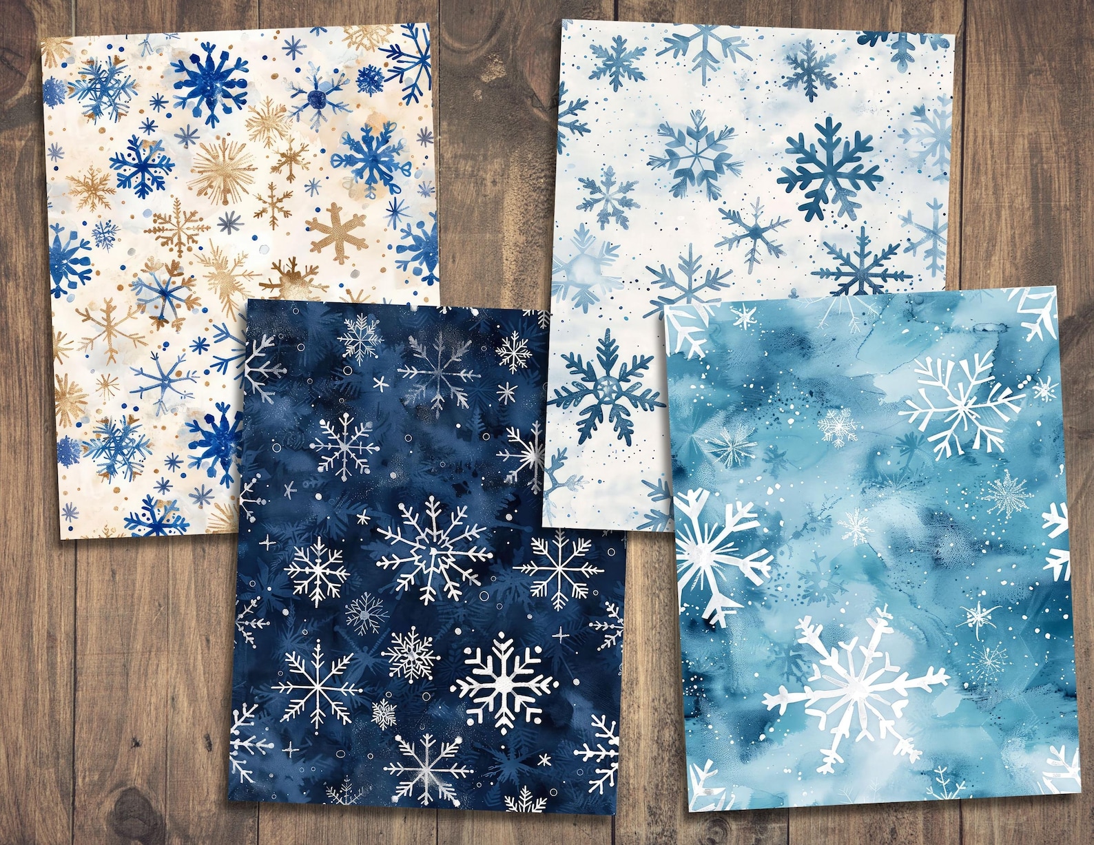 Snowflakes Digital Papers, Winter Snow Scrapbook Kit, Christmas ...