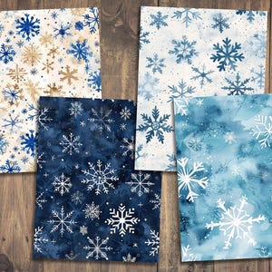 Snowflakes Digital Papers, Winter Snow Scrapbook Kit, Christmas ...