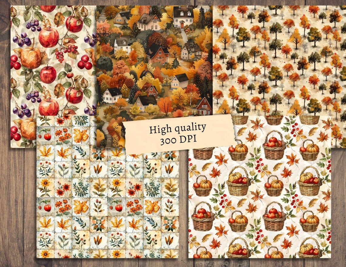 Autumn Digital Papers, Scrapbook Backgrounds, Fall Pumpkin Printable ...