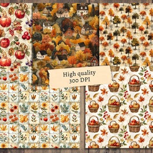 Autumn Digital Papers, Scrapbook Backgrounds, Fall Pumpkin Printable ...