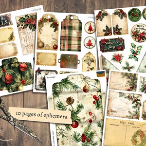 Christmas Junk Journal Kit, Digital Scrapbook Paper, Winter Holiday ...