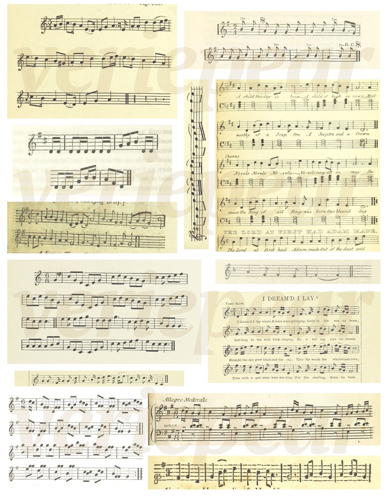 Vintage Sheet Music Snippets Printable Ephemera Junk - Etsy
