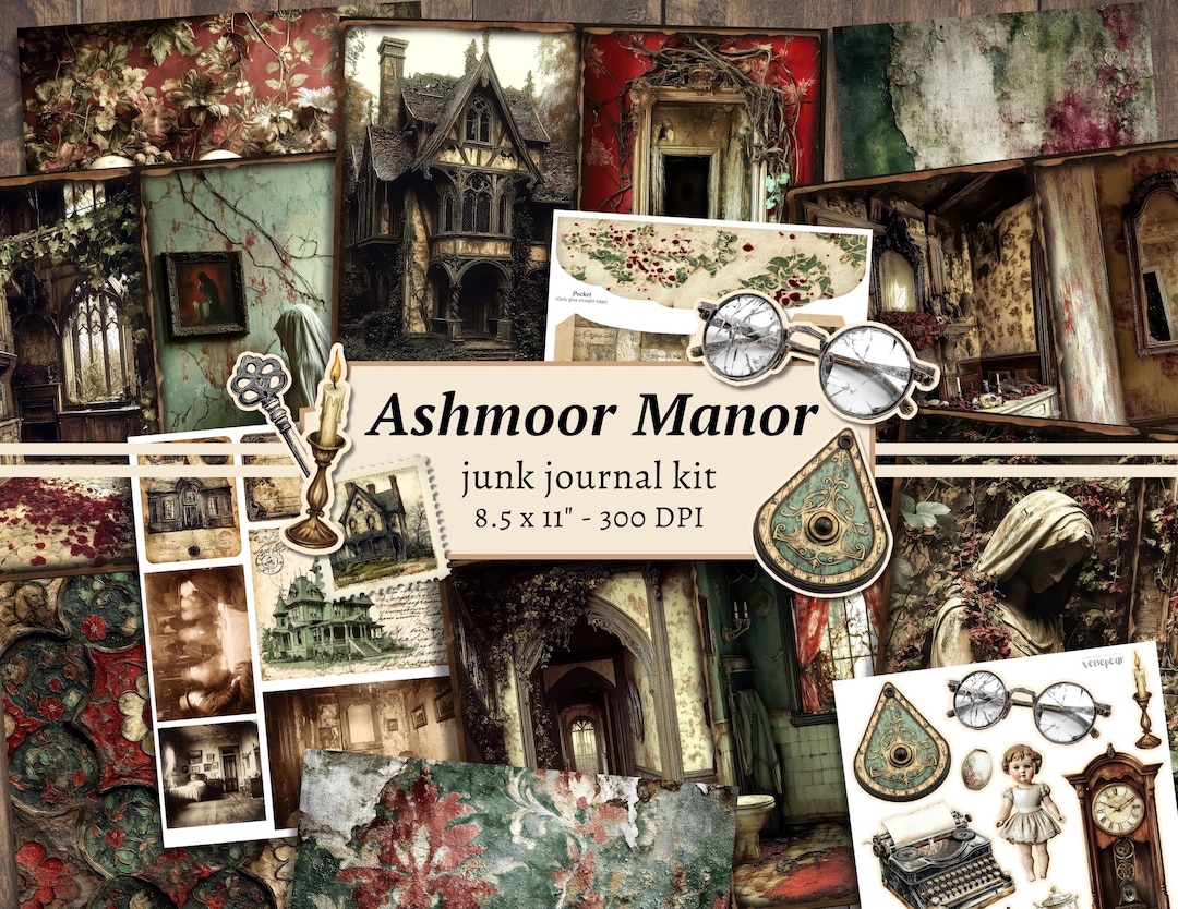 Ashmoor Manor Junk Journal Kit, Digital Gothic Scrapbook Paper, Haunted ...