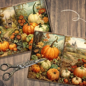 Autumn Pumpkin Junk Journal Pages, Digital Scrapbook Paper Kit ...