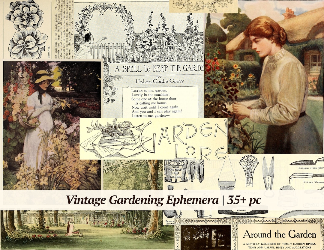 Vintage Gardening Ephemera | 35+ Pc | Garden Junk Journal Printable ...