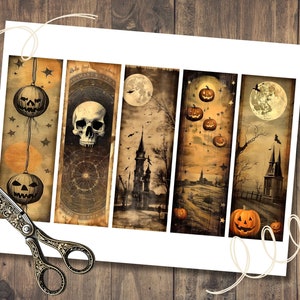 Halloween Printable Bookmarks, Digital Collage Sheet, Spooky Scrapbook ...