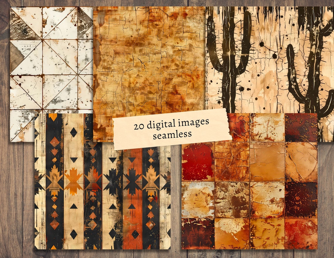 Wild West Textures Seamless Digital Papers, Scrapbook Background Kit ...
