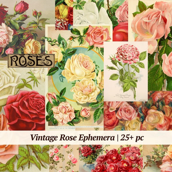 Vintage Rose Paper - Etsy