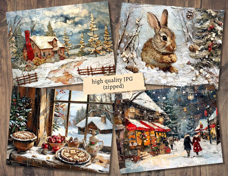 Cozy Winter Backgrounds, Junk Journal Pages, Digital Scrapbook Paper ...