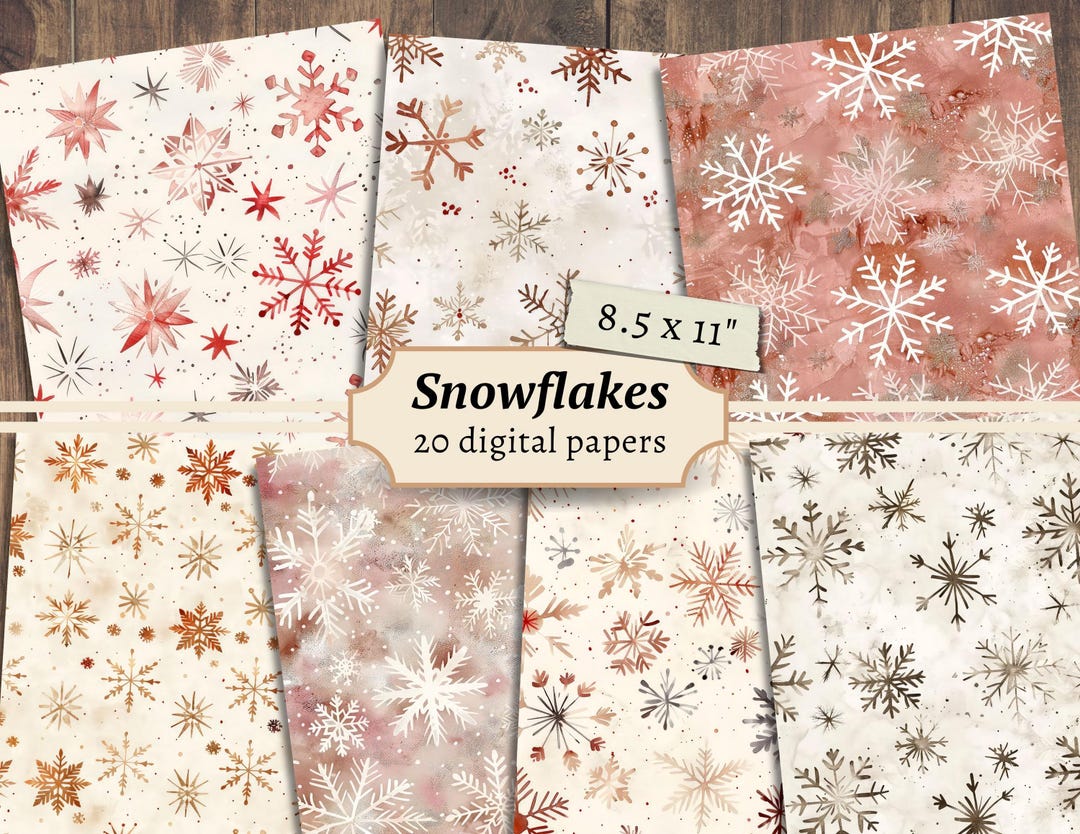 Snowflakes Digital Papers, Winter Snow Scrapbook Kit, Christmas ...