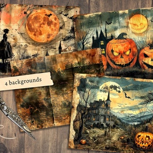 Halloween Junk Journal Kit, Digital Scrapbook Paper, Creepy Printable ...