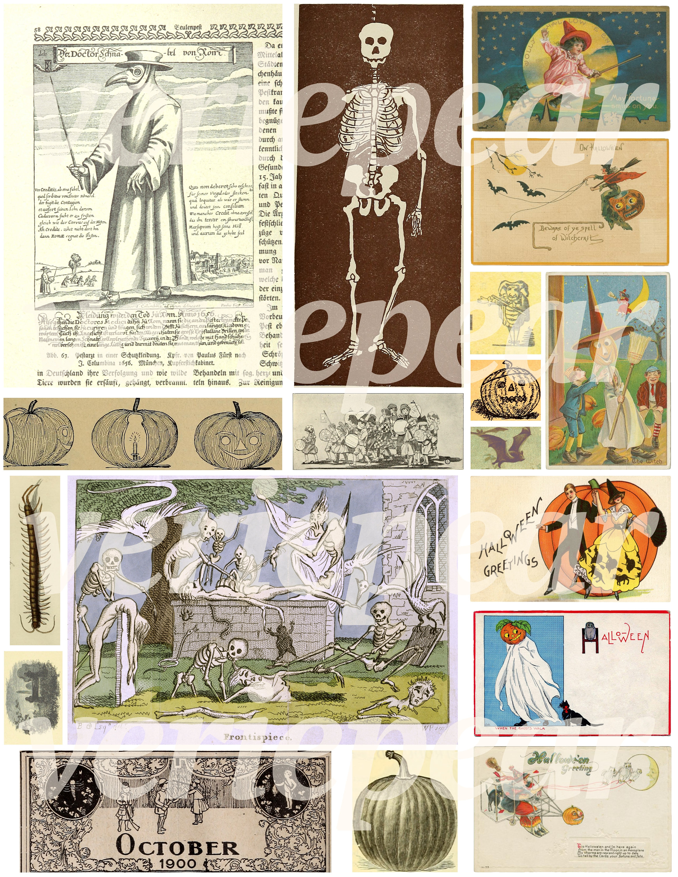 Halloween Vintage Ephemera 80 Pc Spooky Junk Journal - Etsy