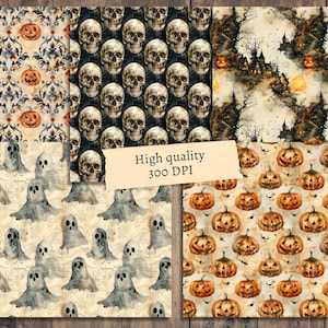Vintage Halloween Digital Papers, Scrapbook Backgrounds, Spooky ...