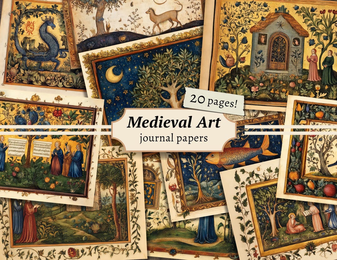 Medieval Art Papers, Junk Journal Pages, Digital Scrapbook Backgrounds ...