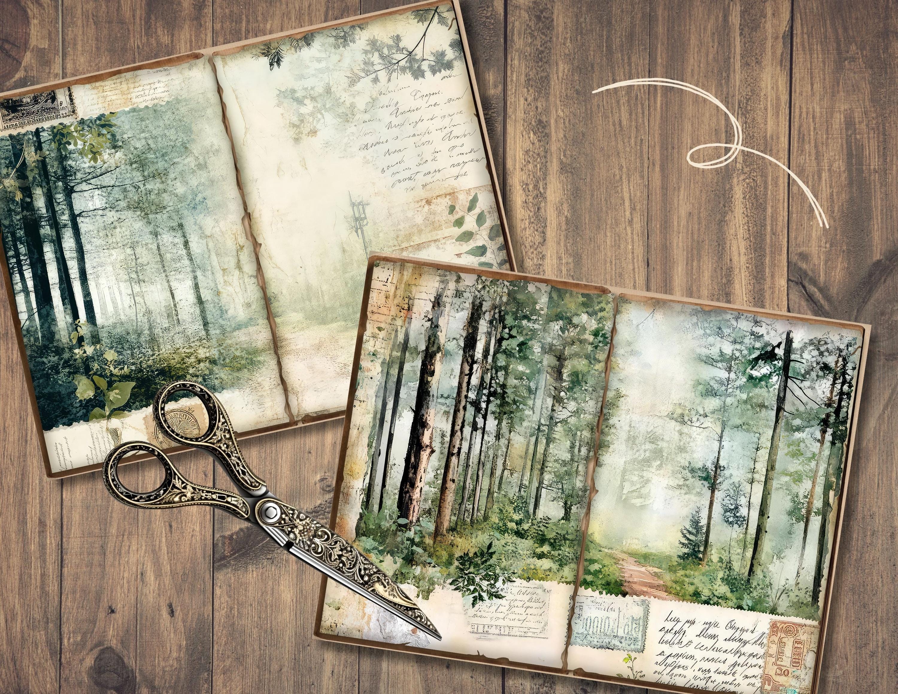 Old Forest Junk Journal Pages, Digital Scrapbook, Woods Paper Kit ...