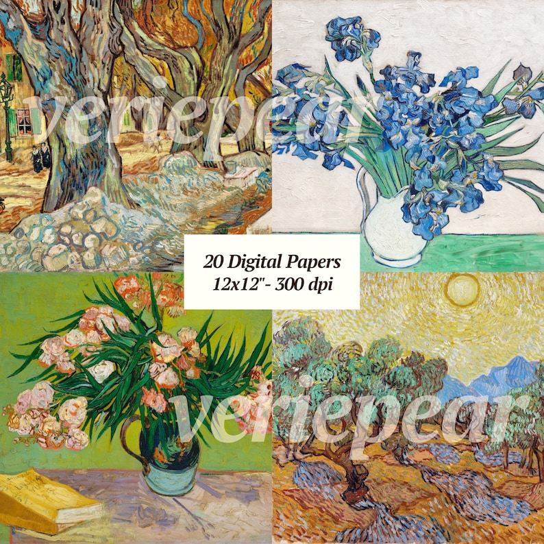 Vincent Van Gogh Digital Paper Printable Backgrounds Art - Etsy