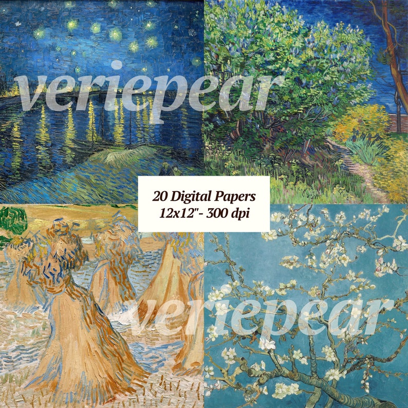 Vincent Van Gogh Digital Paper Printable Backgrounds Art - Etsy