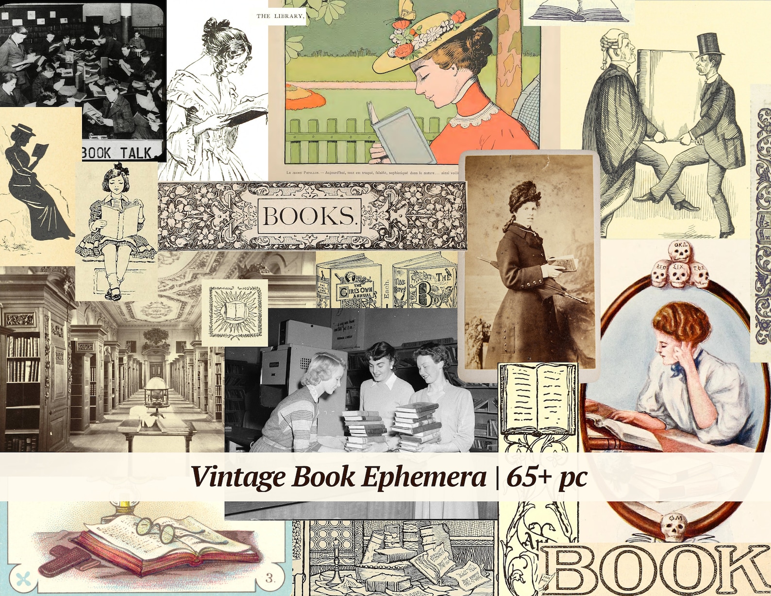 Vintage Book Ephemera 65 Pc Digital Library Junk Journal - Etsy