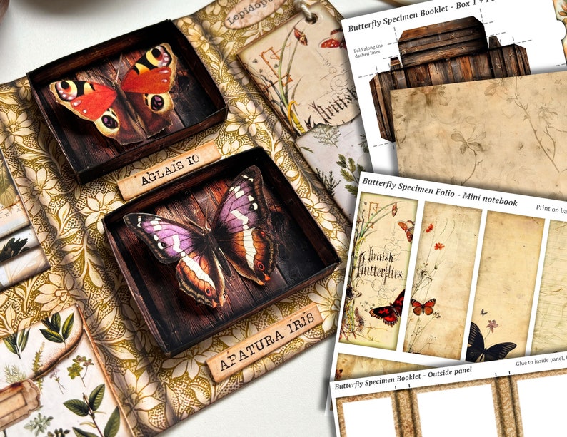 Butterfly Specimen Booklet, Loaded Folio, Junk Journal Printable ...