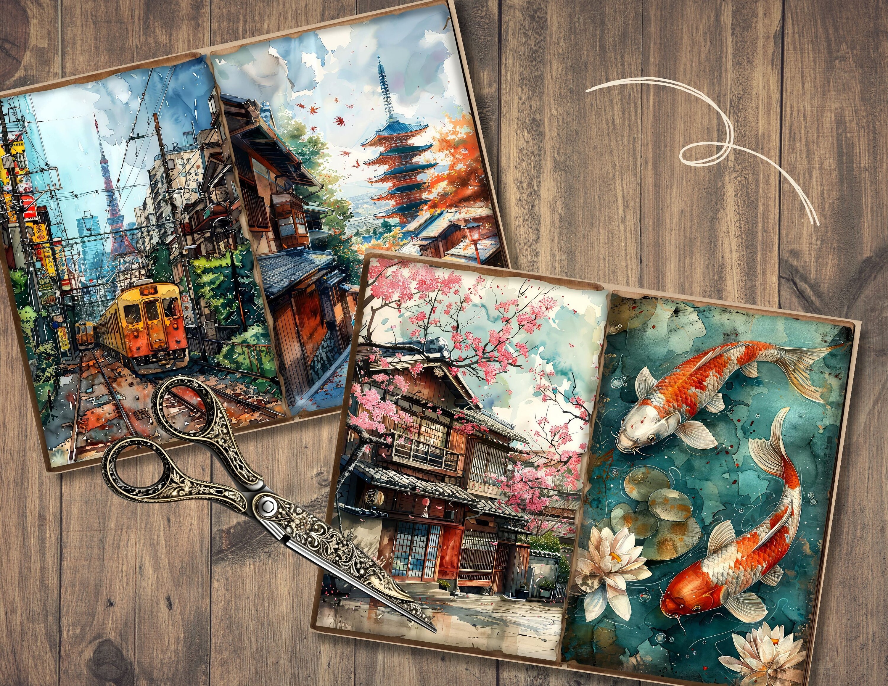 Japan Junk Journal Pages, Digital Scrapbook Paper, Tokyo Printable ...