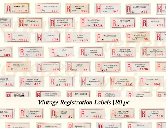 Vintage Registration Labels 80x Printable Postal Labels | Etsy