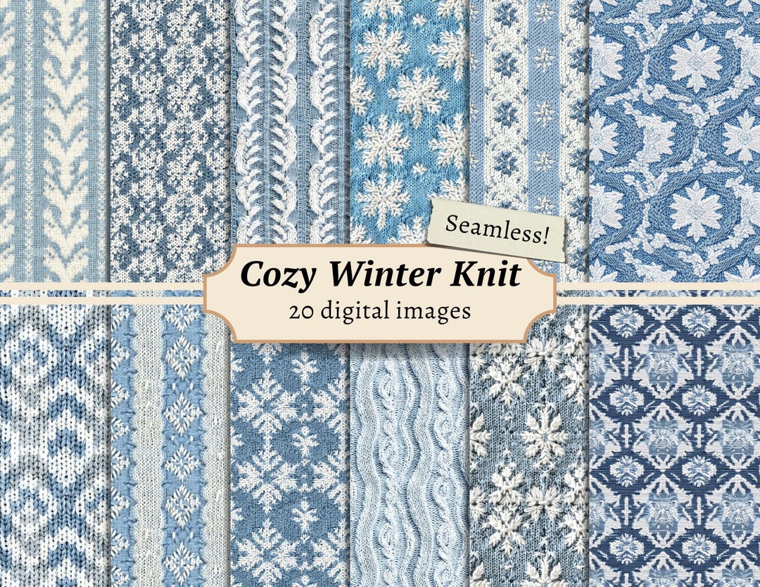 Winter Knit Digital Papers, Scrapbook Backgrounds, Wool Printable ...