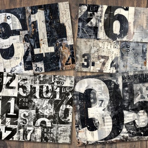 Grunge Number Backgrounds, Textured Junk Journal Pages, Digital ...