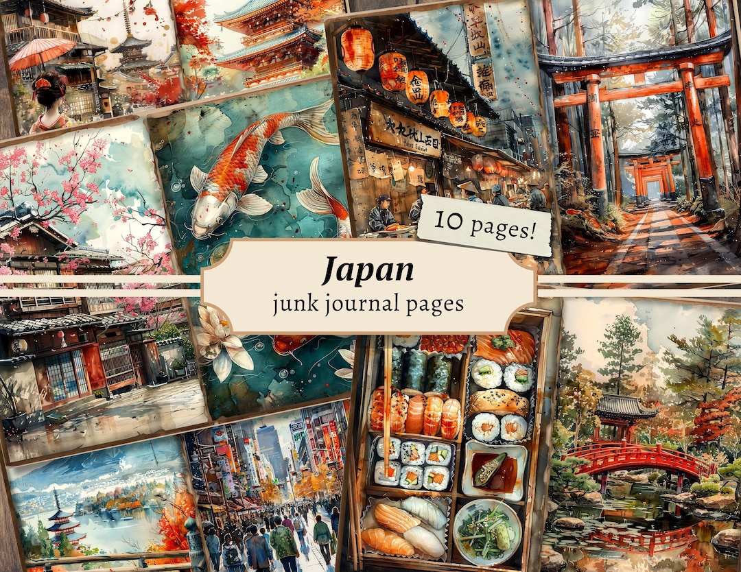 Japan Junk Journal Pages, Digital Scrapbook Paper, Tokyo Printable ...