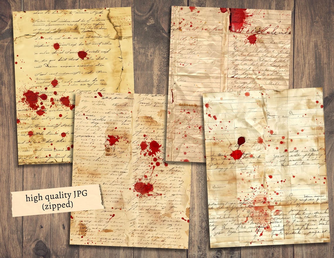 Bloody Letters Digital Papers, Vintage Scrapbook Kit, Handwriting ...