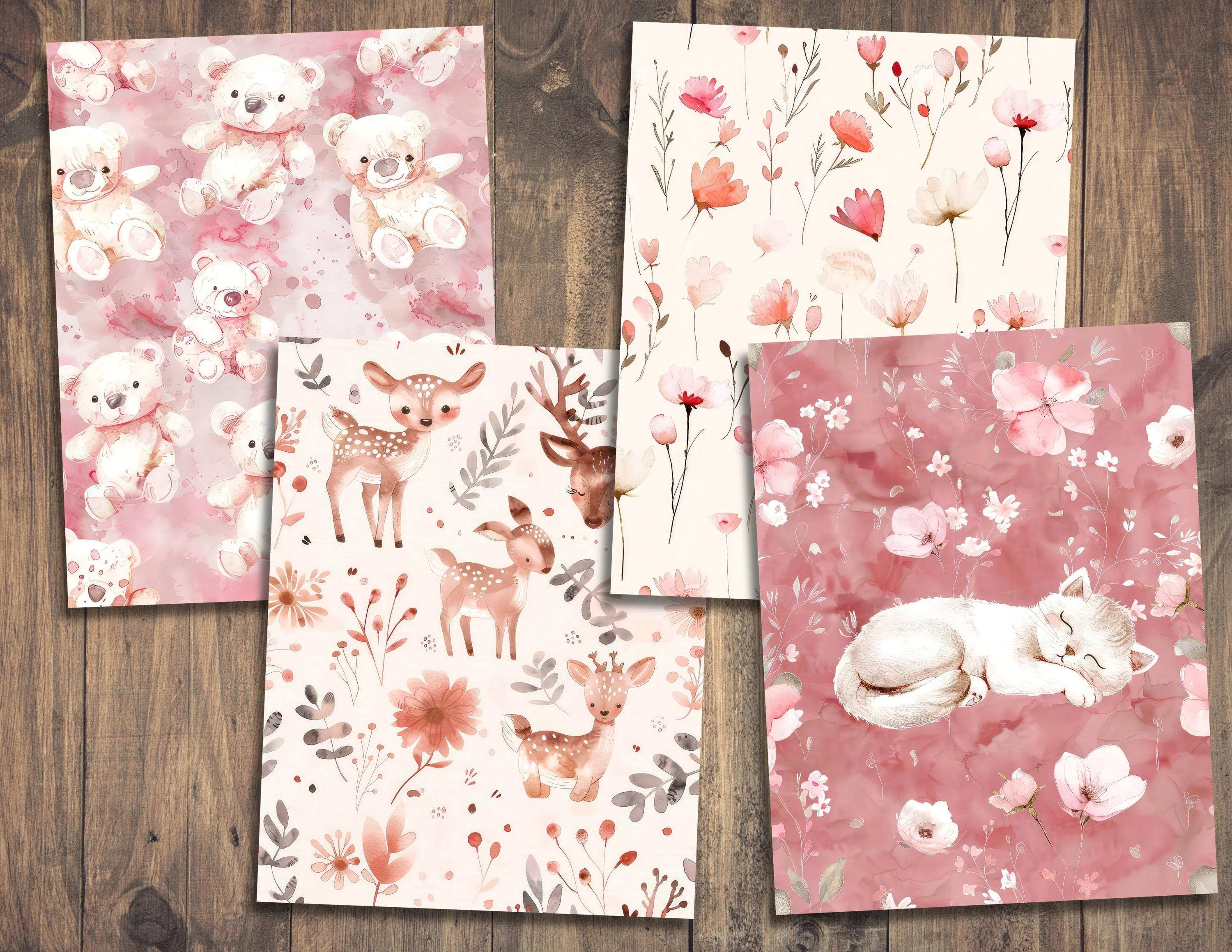 Baby Girl Digital Papers, Pastel Pink Scrapbook Kit, Boho Nursery ...