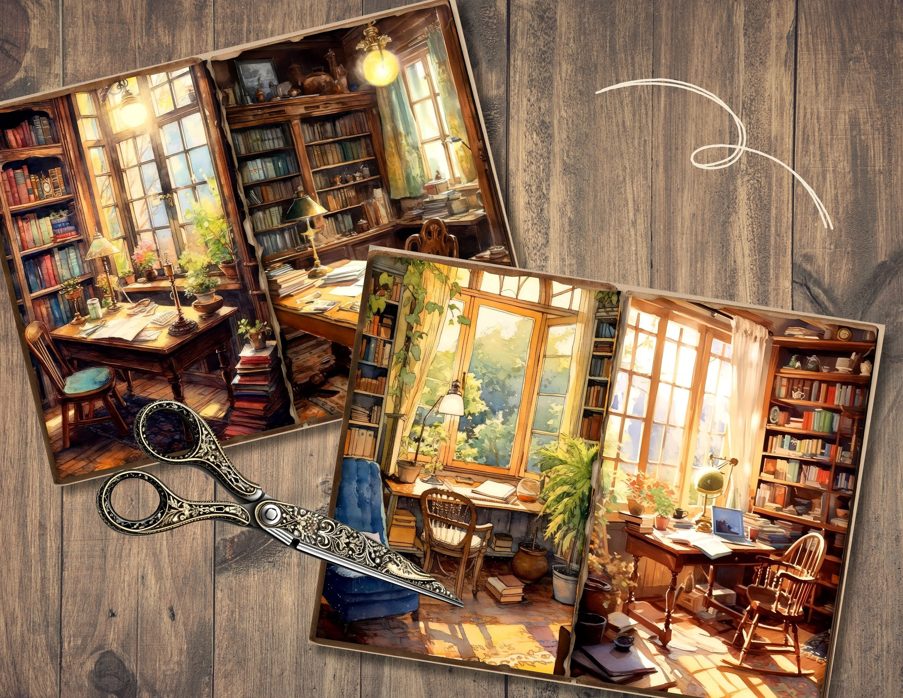 Cozy Study Junk Journal Pages, Digital Scrapbook Paper Kit, Reading ...