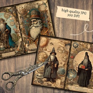 Mystic Wizard Junk Journal Pages, Digital Scrapbook Paper, Printable ...