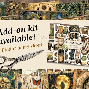 Sacred Pagan Junk Journal Kit, Digital Scrapbook Paper, Green Witch ...