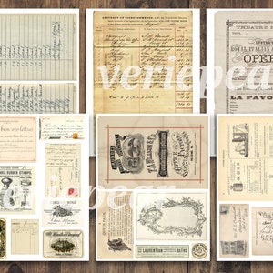 Vintage Junk Journal Ephemera Pack | 50 Pages | Printable Collage Sheet ...