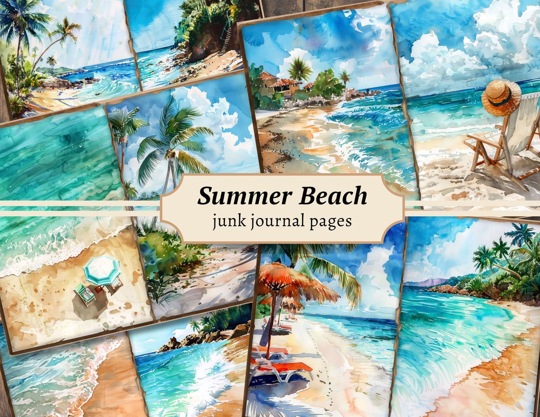Summer Beach Junk Journal Pages, Digital Scrapbook Paper Kit, Nautical ...