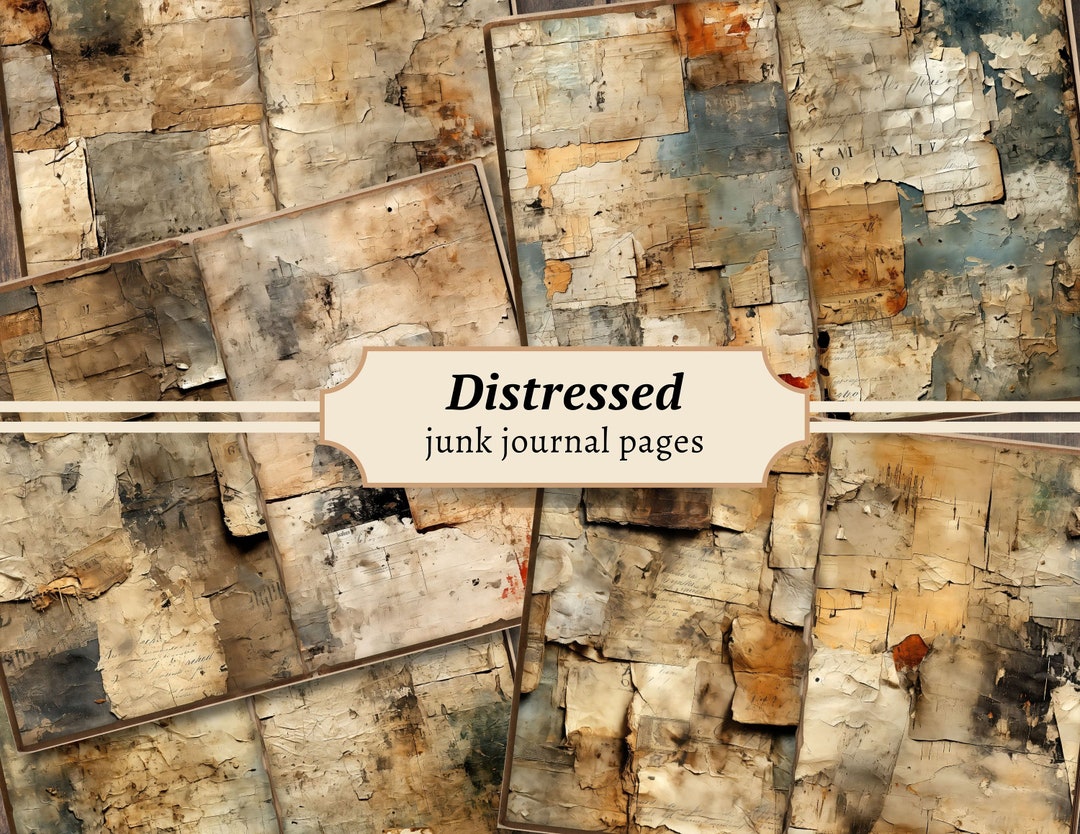 Distressed Junk Journal Pages, Digital Scrapbook Paper Kit, Antique ...