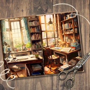 Cozy Study Junk Journal Pages, Digital Scrapbook Paper Kit, Reading ...