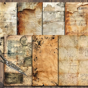Grunge Neutrals Junk Journal Pages, Digital Scrapbook Kit, Distressed ...