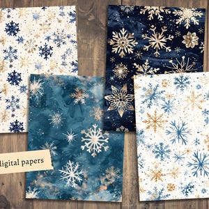 Snowflakes Digital Papers, Winter Snow Scrapbook Kit, Christmas ...