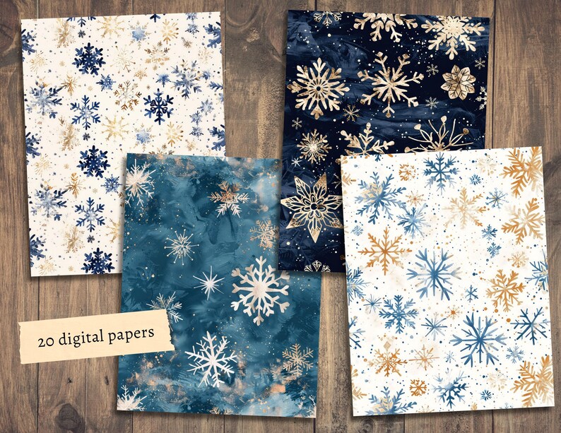 Snowflakes Digital Papers, Winter Snow Scrapbook Kit, Christmas ...