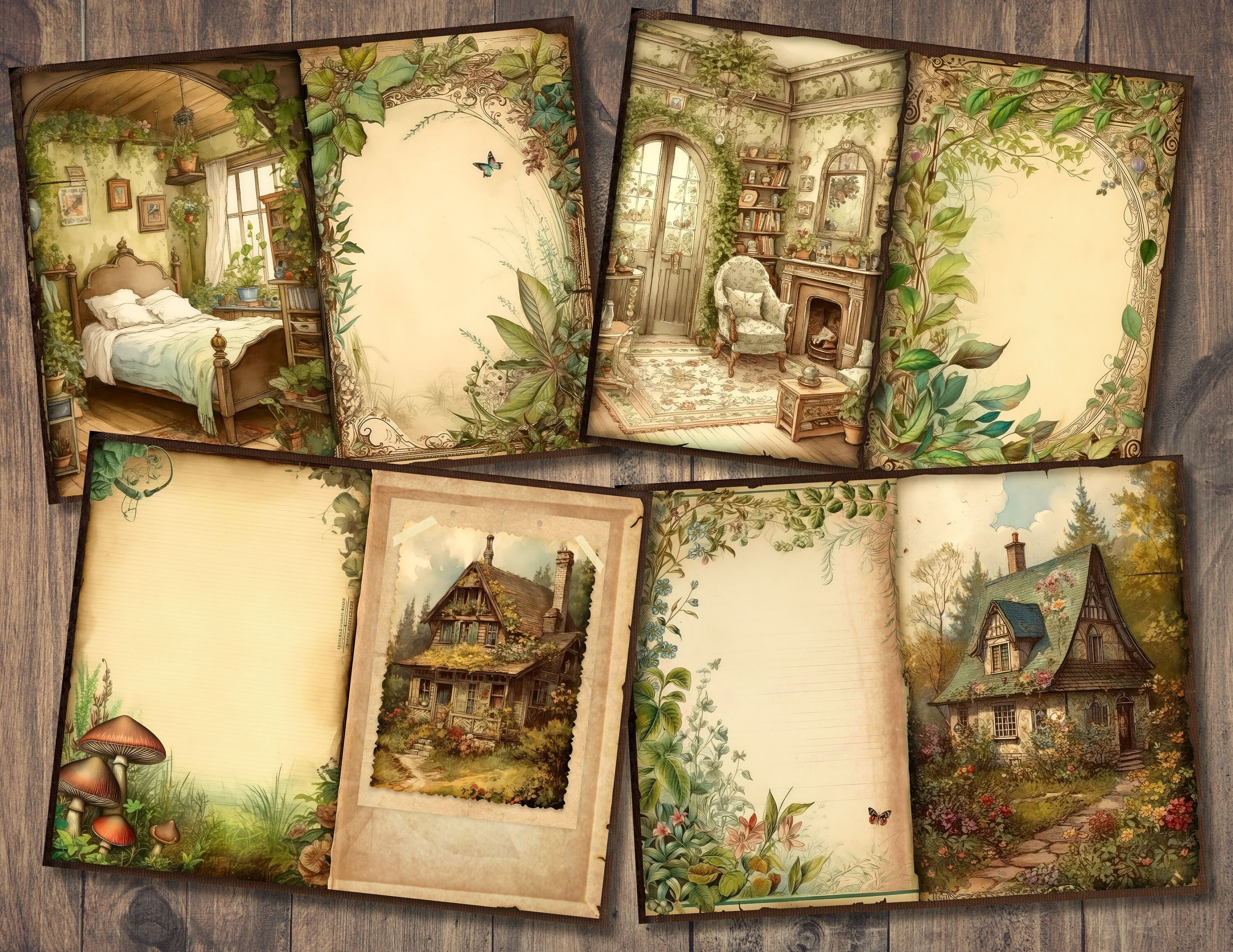 Cottagecore Junk Journal Kit, Cottage Printable, Digital Scrapbook ...