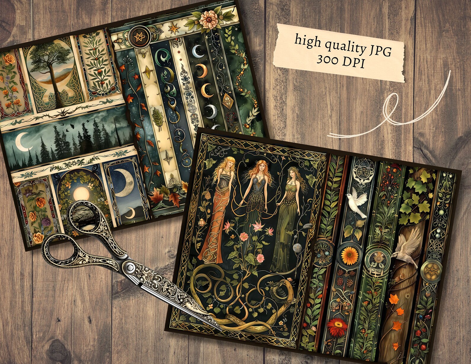 Sacred Pagan Junk Journal Pages, Digital Scrapbook Paper Kit, Mystic ...