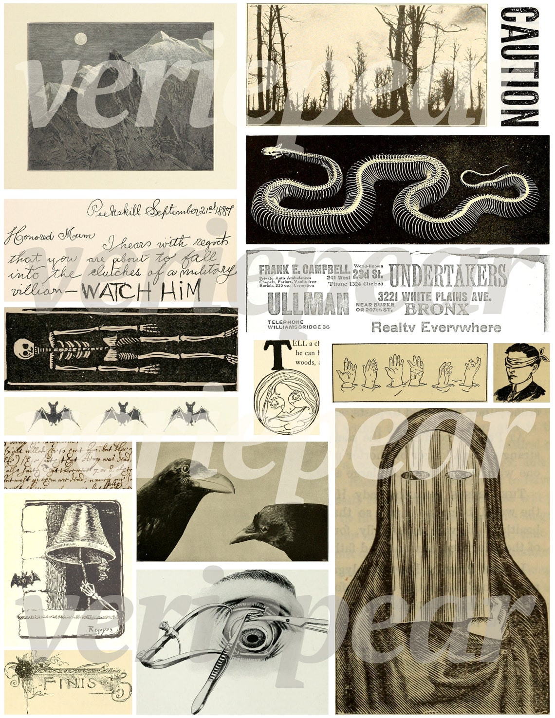 Creepy Vintage Ephemera Digikit 70 Pc Spooky Printables - Etsy